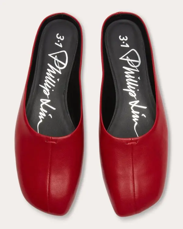 3.1 Phillip Lim Id Leather Flat Mule - Red