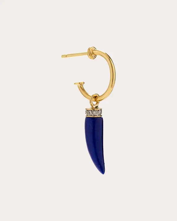 ARA VARTANIAN Lapis Lazuli And Diamond Horn Hoop Earring - Blue