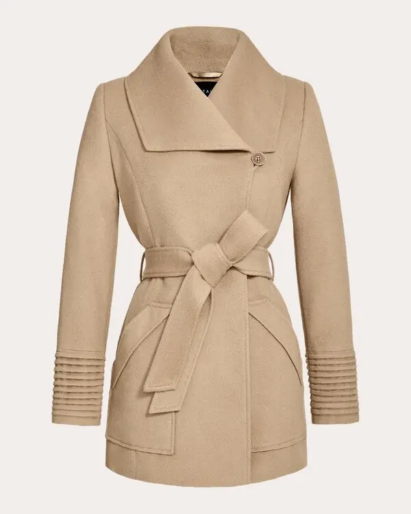 Sentaler Wide-collar Wrap Coat - Camel