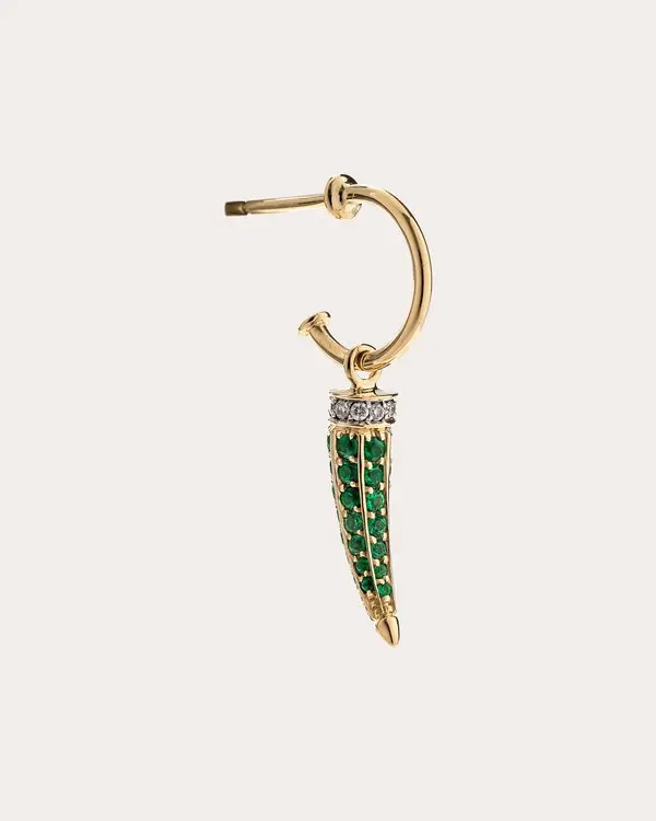 ARA VARTANIAN Horn Single Hoop Earring - Green
