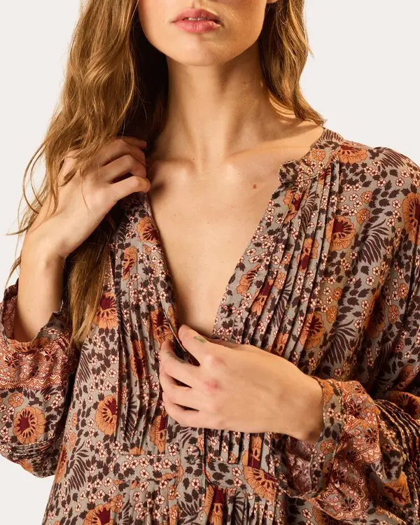 Natalie Martin Sammie Floral Pleated Button-front Maxi Dress - Multicolor