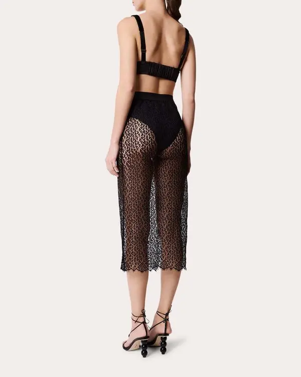 ROMUṠE Tango Sheer Chantilly Lace Skirt
