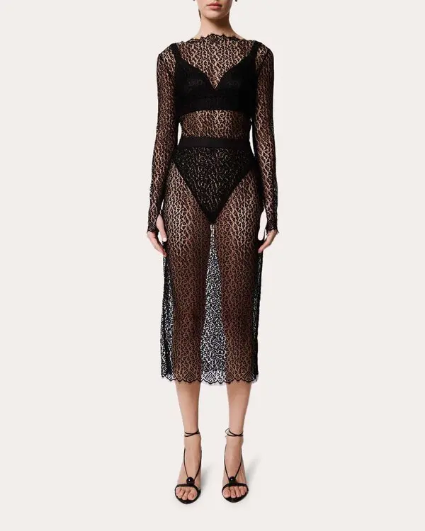ROMUṠE Tango Sheer Chantilly Lace Skirt