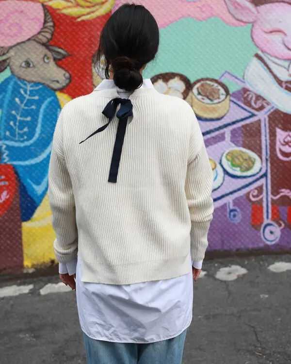 EOLAS Cotton Cashmere Bow Sweater