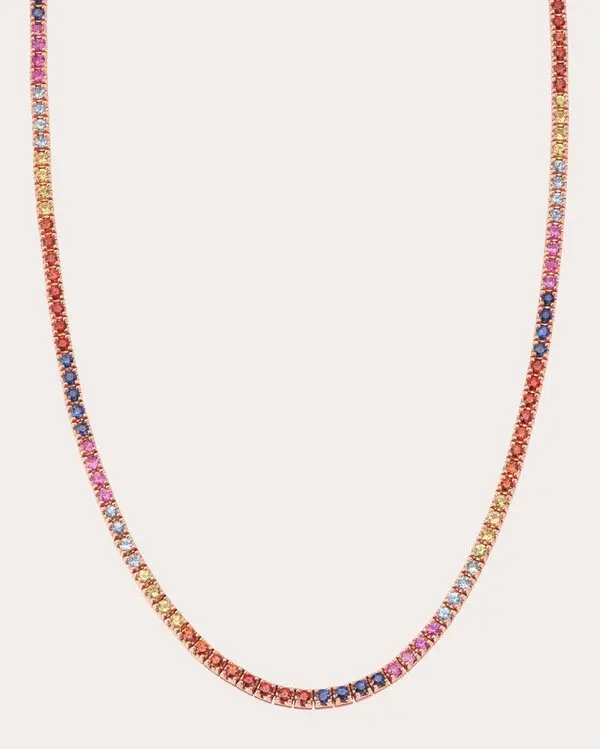 GRAZIELA Magia Sapphire And 18k Gold Tennis Necklace - Rainbow