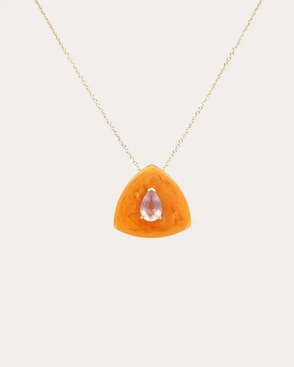 RUVEIL Bakelite & Morganite 14k Gold Reverie Pendant Necklace - Orange