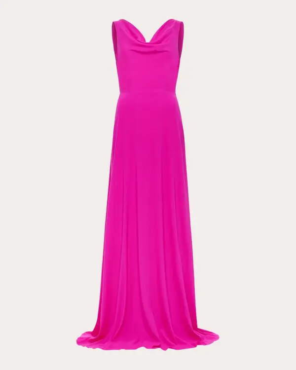 Azeeza Saunder Silk Charmeuse Cowl Neck Gown - Pink