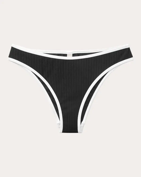 SEAQUELLE SWIM Ribbed Mid-rise Bikini Bottoms - Black