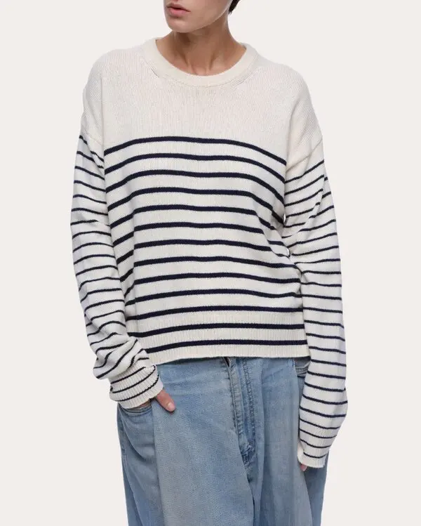 EOLAS Nic Stripe Cotton Cashmere Sweater