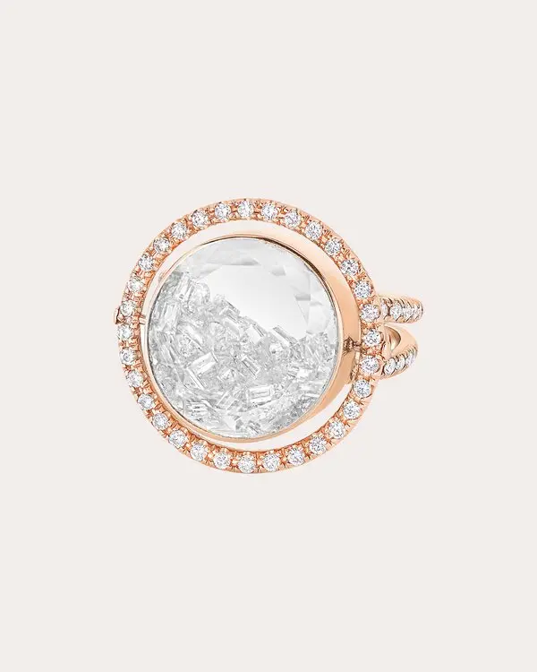 Moritz Glik Halo 15 18k Rose Gold Diamond Shaker Ring - Pink