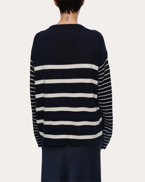 EOLAS Nic Stripe Cotton Cashmere Sweater