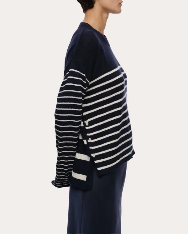 EOLAS Nic Stripe Cotton Cashmere Sweater