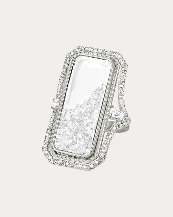 Moritz Glik 18k Gold, Crystal, And Diamond Shaker Ring - White