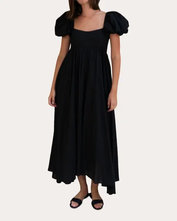Azeeza Rory Cotton Voile Puff-sleeve Midi Dress