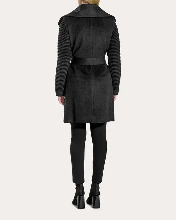 Sentaler Baby Alpaca Ribbed Sleeve Wrap Coat