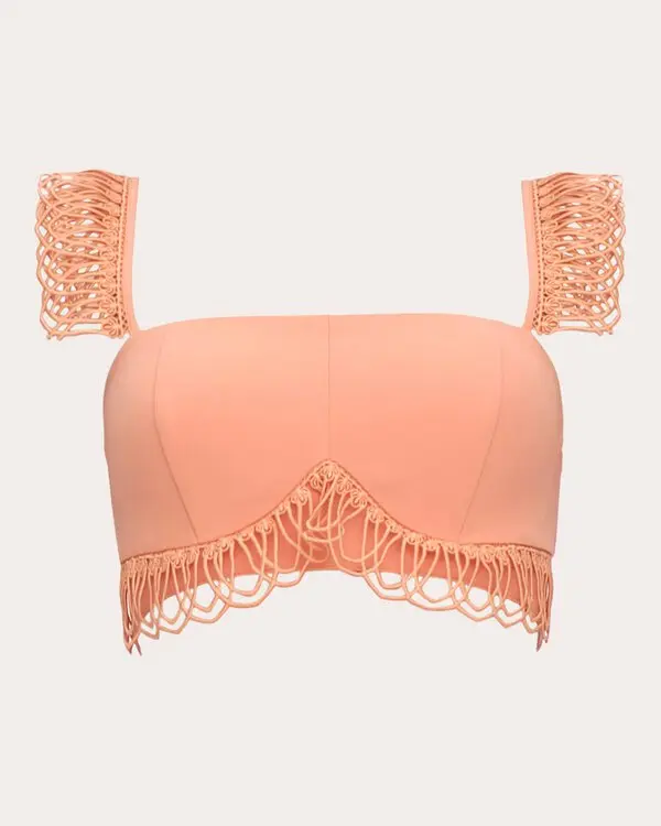 ANDREA IYAMAH Rizo Lace-trimmed Corset Top - Orange