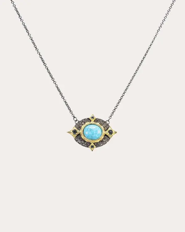 Armenta 18k Gold, Blackened Sterling Silver, Turquoise, Topaz, And Diamond Pendant Necklace - Blue