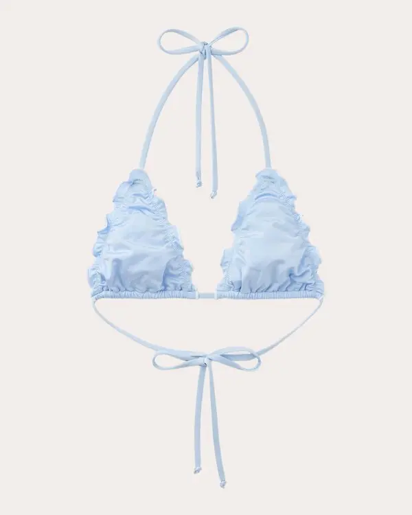 SEAQUELLE SWIM Sea Frilled Triangle Bikini Top - Blue