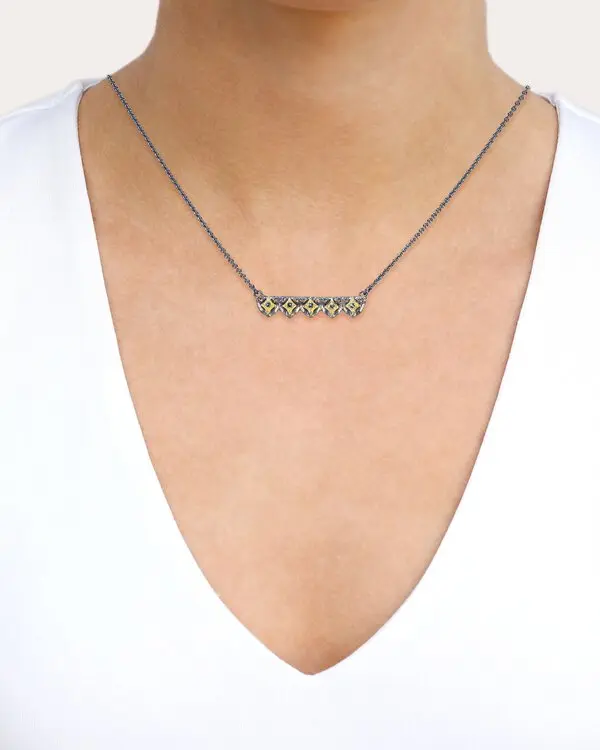 Armenta Topaz & Diamond Blackened Crivelli Pendant Necklace - Silver