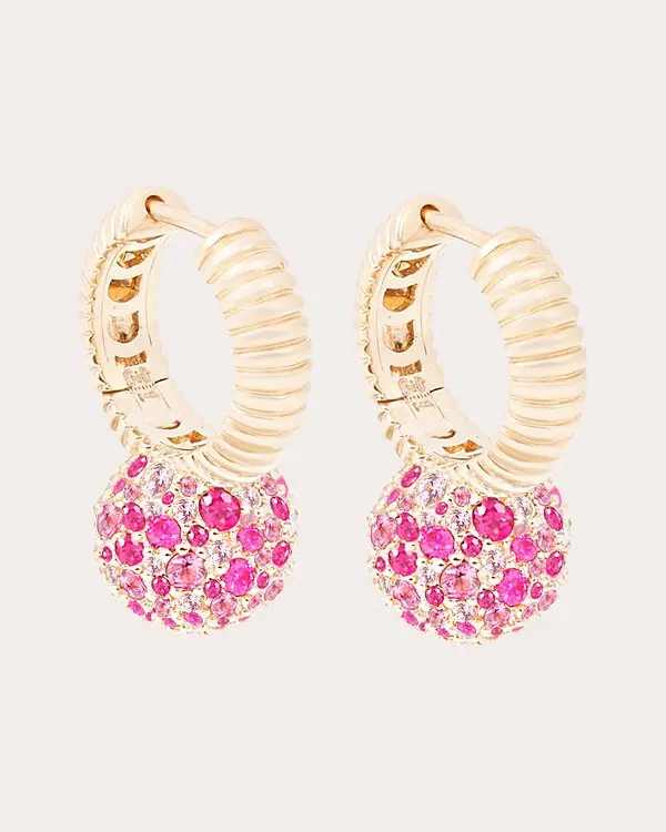 CAMPBELL + CHARLOTTE Sapphire & 14k Gold Revel Bobble Hoop Earrings - Pink