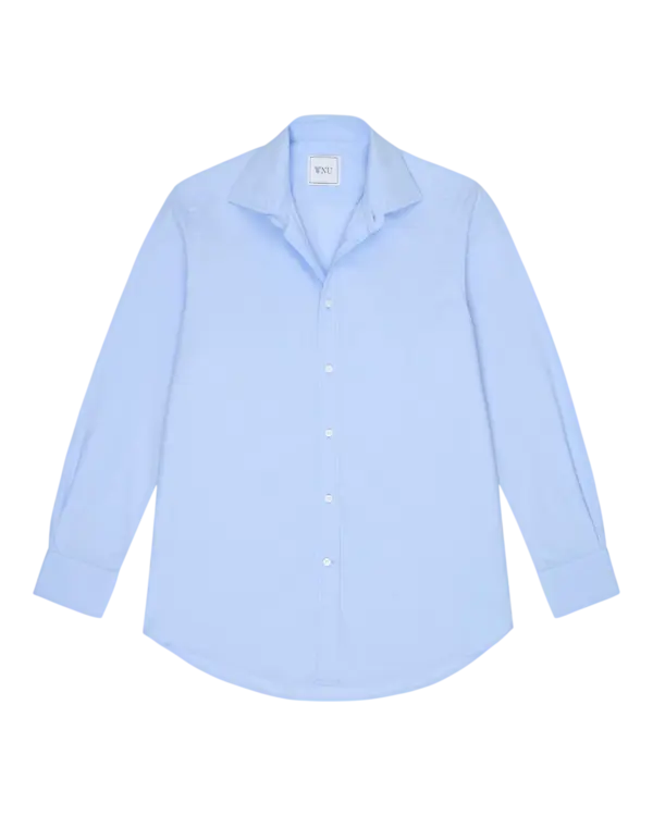 WITH NOTHING UNDERNEATH Boyfriend Fine Poplin Shirt - Blue