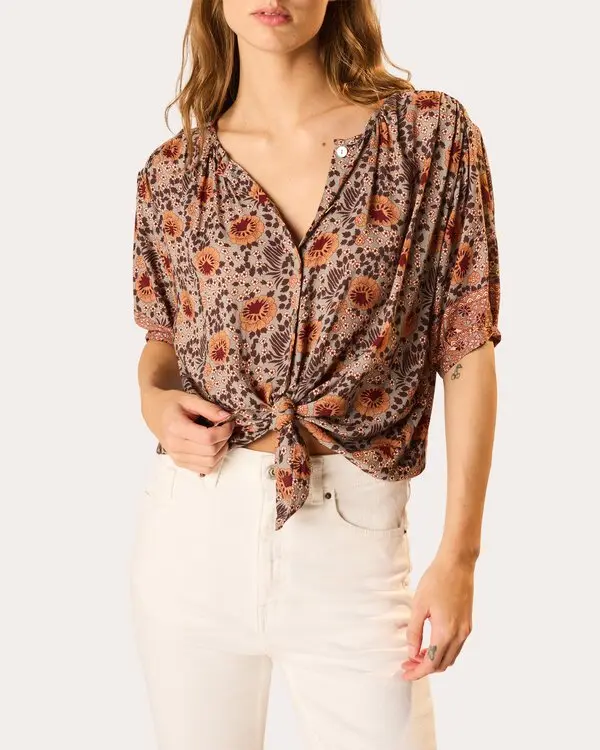 Natalie Martin Violet Floral Button-up Top