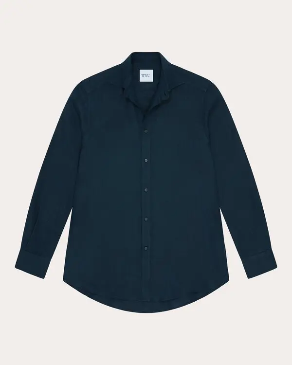 WITH NOTHING UNDERNEATH The Boyfriend Linen Shirt - Blue