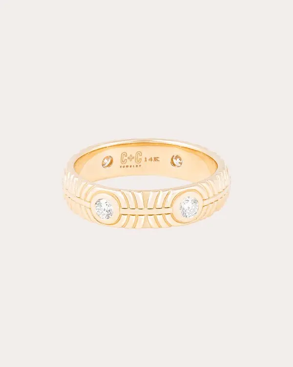 CAMPBELL + CHARLOTTE Diamond & 14k Revel Ribbed Stackable Ring - Gold