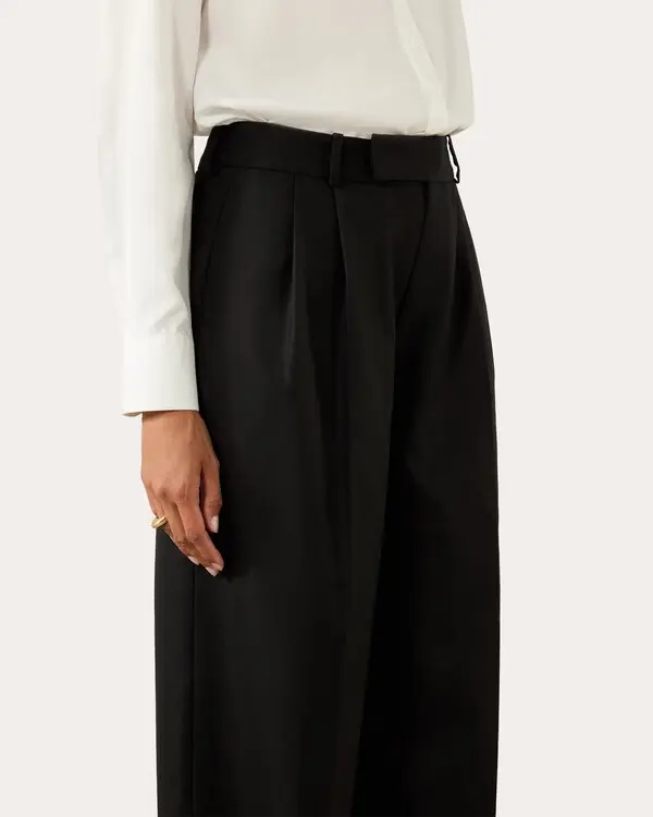 WITH NOTHING UNDERNEATH Rampling Wool Wide-leg Trousers - Black