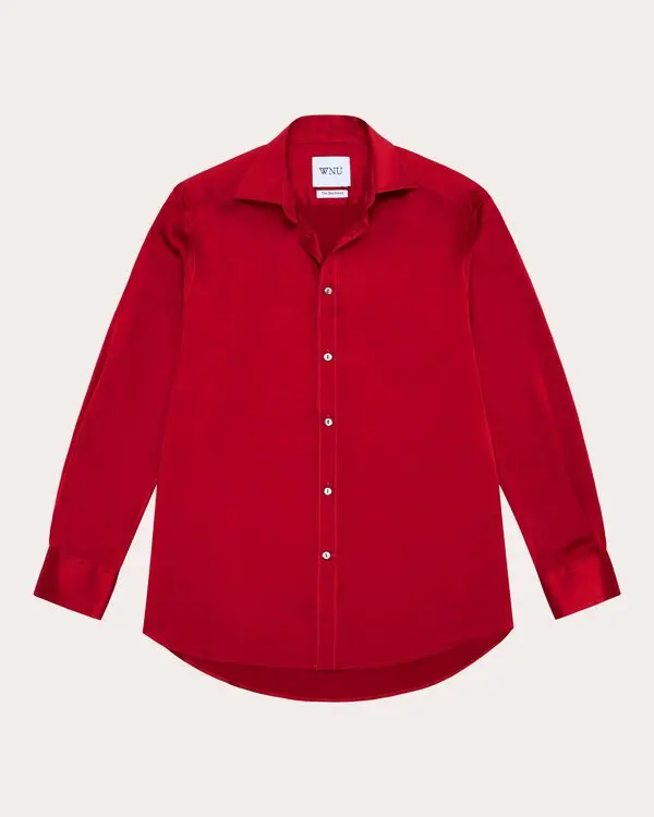WITH NOTHING UNDERNEATH Boyfriend Silk Satin Shirt