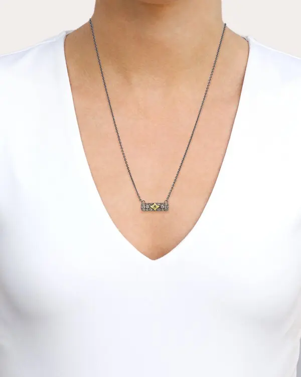 Armenta Diamond & Blackened Two-tone Crivelli Bar Necklace - Silver