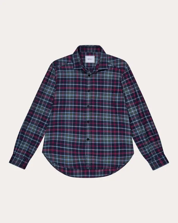 WITH NOTHING UNDERNEATH The Classic Brushed Plaid Cotton Wool Shirt - Multicolor