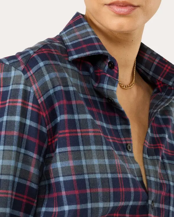 WITH NOTHING UNDERNEATH The Classic Brushed Plaid Cotton Wool Shirt - Multicolor