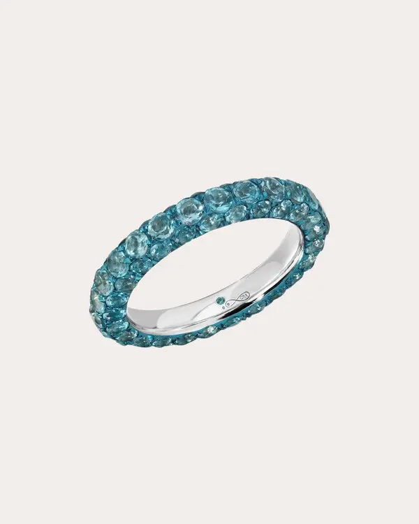 GRAZIELA 18k Gold Topaz Band Ring - Blue