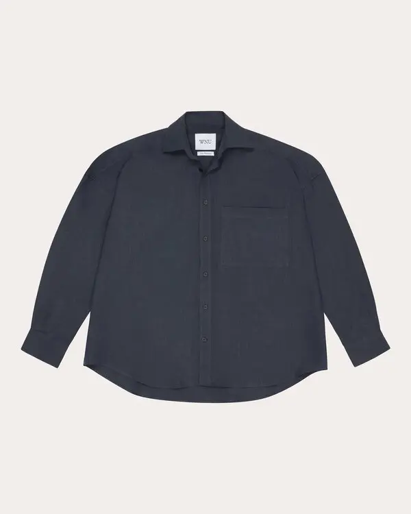 WITH NOTHING UNDERNEATH The Weekend Organic Hemp Shirt - Blue