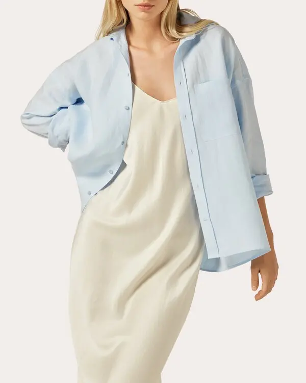 WITH NOTHING UNDERNEATH The Weekend Organic Hemp Shirt - Periwinkle Blue