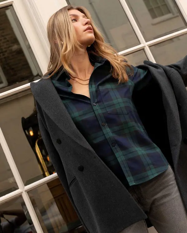 WITH NOTHING UNDERNEATH The Classic Brushed Plaid Shirt - Green