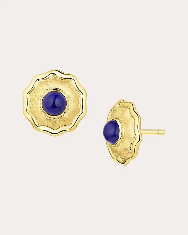 JENNIFER DEMORO So Wavy 18k Gold Lapis Lazuli Stud Earrings - Blue