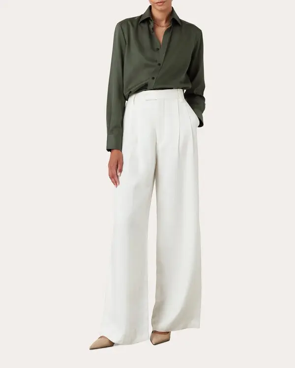 WITH NOTHING UNDERNEATH The Boyfriend Tencel Shirt - Green