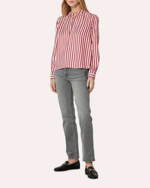 WITH NOTHING UNDERNEATH Boyfriend Stripe Tencel Shirt