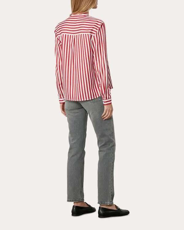 WITH NOTHING UNDERNEATH Boyfriend Stripe Tencel Shirt
