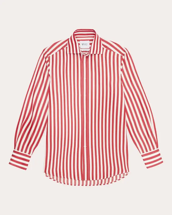 WITH NOTHING UNDERNEATH Boyfriend Stripe Tencel Shirt