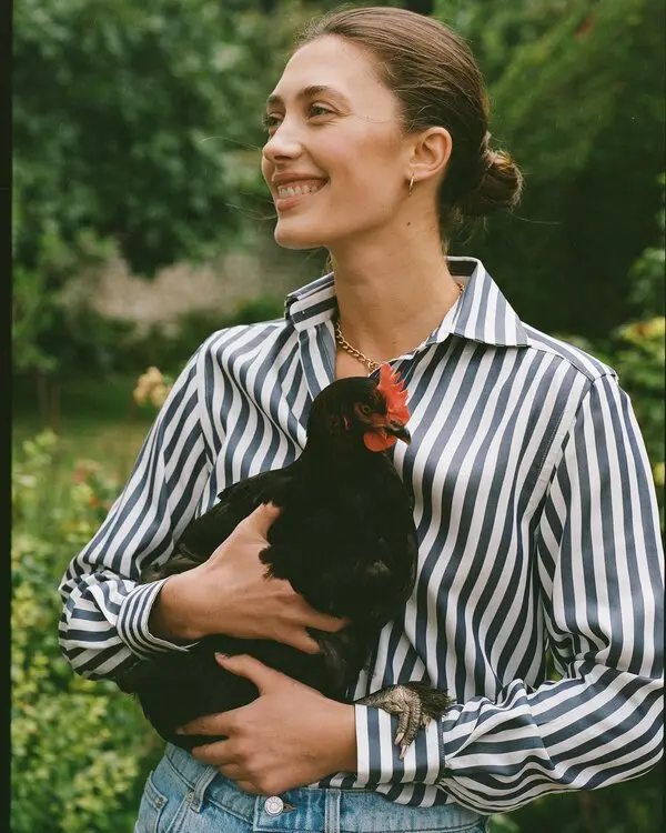 WITH NOTHING UNDERNEATH The Boyfriend Stripe Tencel Shirt
