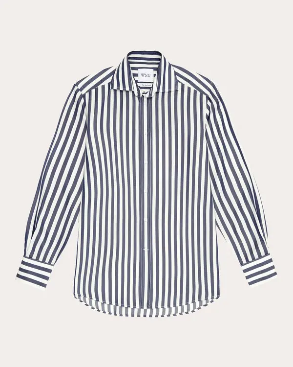 WITH NOTHING UNDERNEATH The Boyfriend Stripe Tencel Shirt