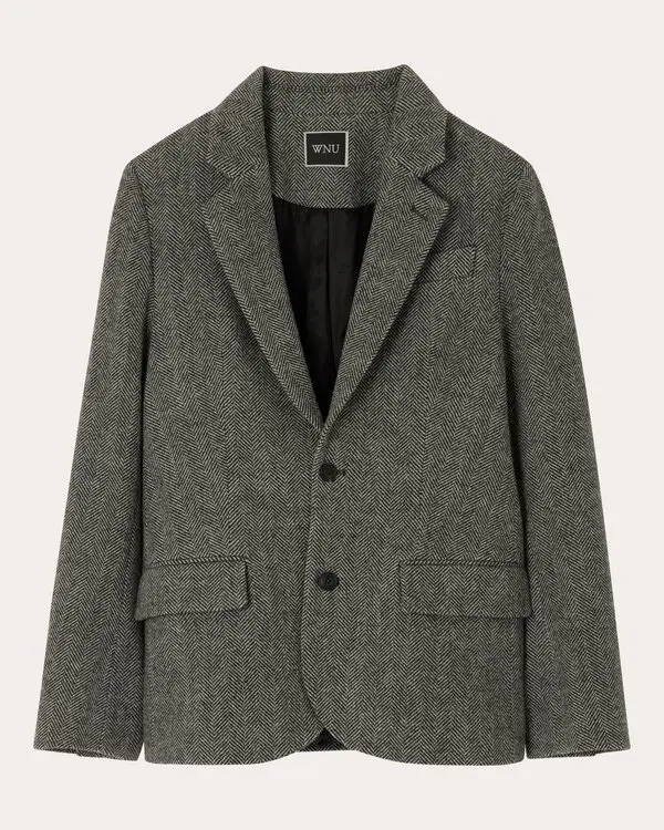 WITH NOTHING UNDERNEATH Hutton Herringbone Wool Blazer