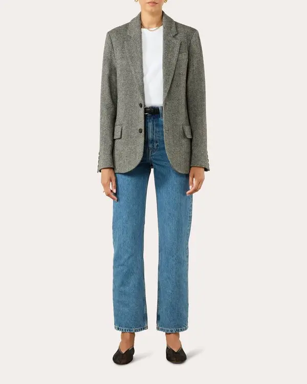 WITH NOTHING UNDERNEATH Hutton Herringbone Wool Blazer
