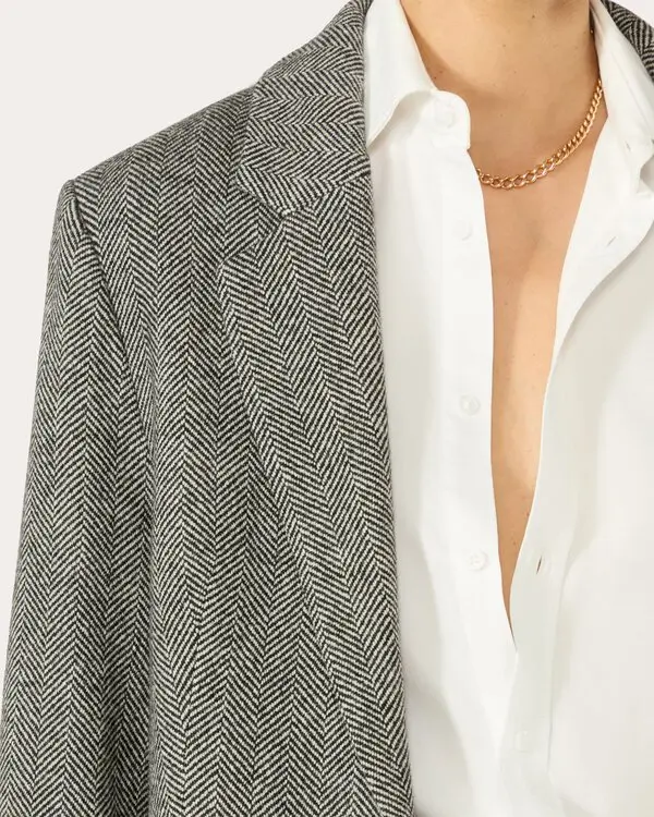 WITH NOTHING UNDERNEATH Hutton Herringbone Wool Blazer