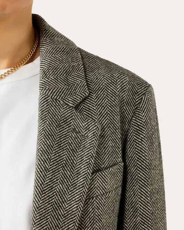 WITH NOTHING UNDERNEATH Hutton Herringbone Wool Blazer