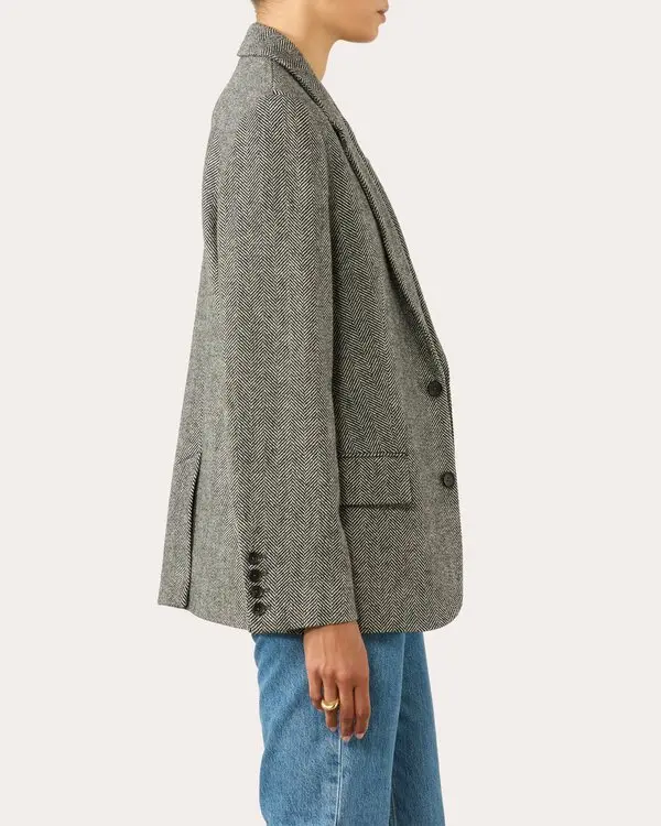 WITH NOTHING UNDERNEATH Hutton Herringbone Wool Blazer