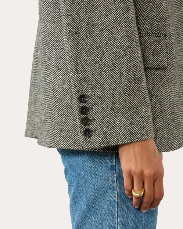 WITH NOTHING UNDERNEATH Hutton Herringbone Wool Blazer